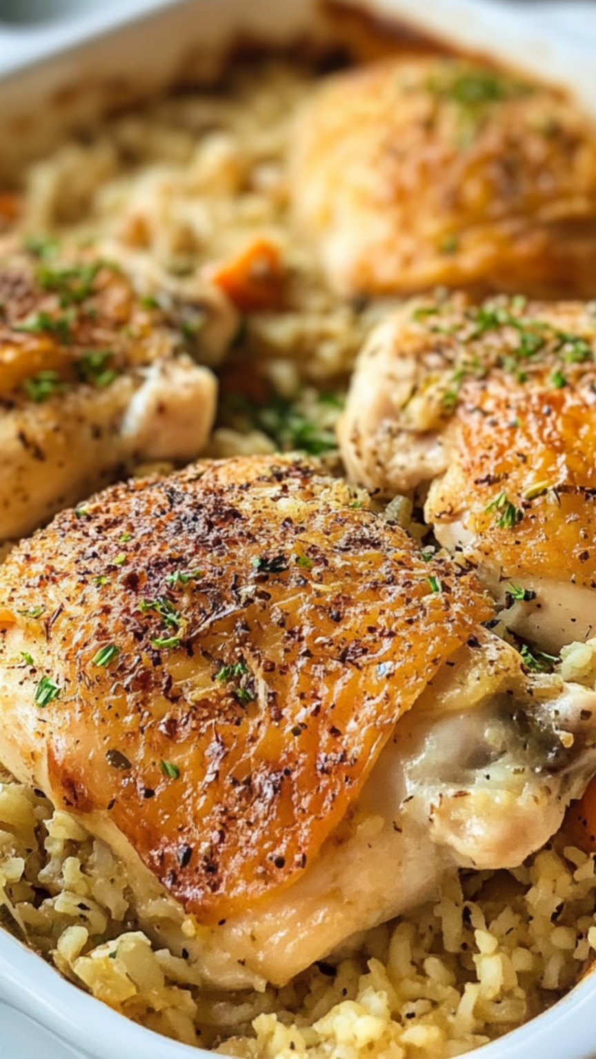 Oven Baked Chicken and Rice - Family Dinner Recipes