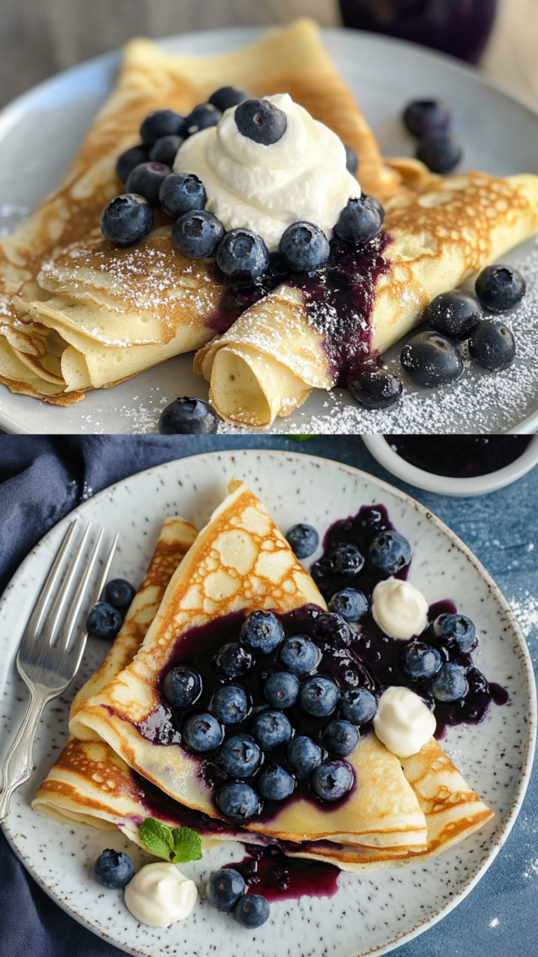 Blueberry Crepes with Fresh Blueberry Compote - Family Dinner Recipes